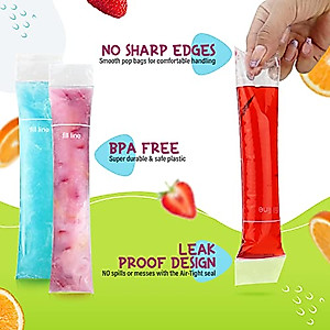 Frozip 125 Disposable Ice Popsicle Mold Bags| BPA Free Freezer Tubes With Zip Seals | For Healthy Snacks, Yogurt Sticks, Juice & Fruit Smoothies, Ice Candy Pops| Comes With A Funnel (8x2")