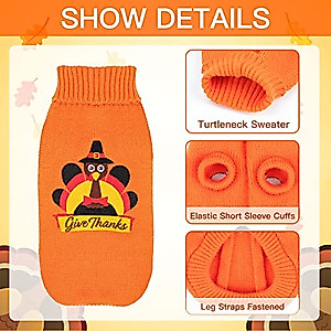 HUMLANJ 2 Packs Knitted Cat Sweater Thanksgiving Turtleneck Turkey Sweater Pet Cat Sweaters for Cats Warm Pullover Small Dog Puppy Knitwear