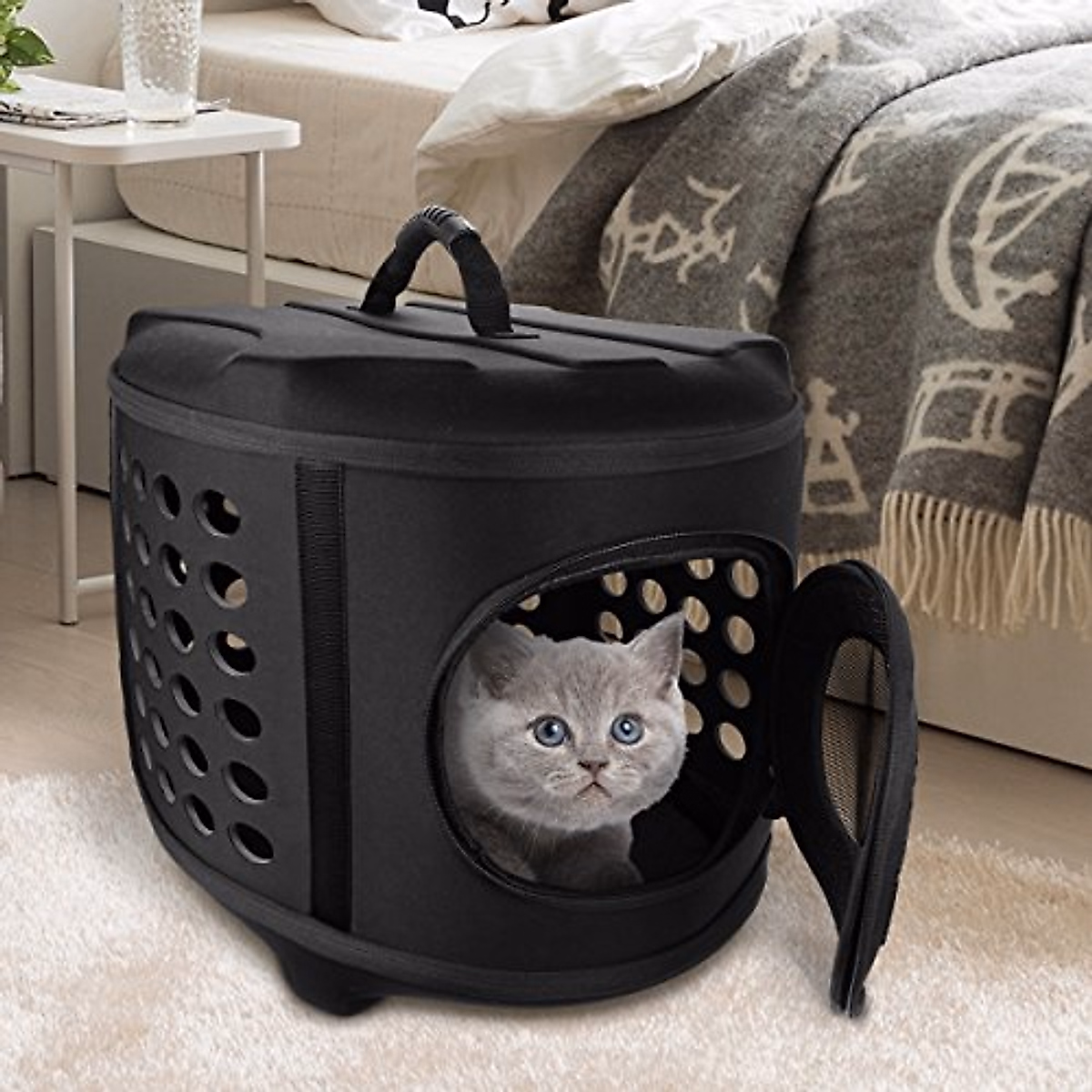 FRiEQ 23-Inch Large Hard Cover Pet Carrier - Pet Travel Kennel for Cats, Small Dogs & Rabbits