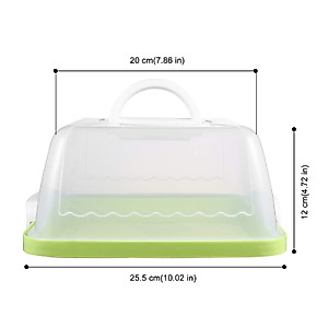 BESTOYARD Cake Carrier 10x5 Inch Cupcake Storage Container Green Square Macaron Box with Handle Portable Pie Saver Travel Platter for Bakers Chefs Caterers