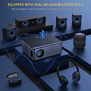 Upgrade 4K Projector with WiFi and Bluetooth, Native 1080P, Ultra-low Latency of 0.1 Seconds, 600 ANSI, Keystone & 50% Zoom, 300" Display, Home Theater, Compatible with iOS/Android/HDMI/Win/PS5/TV