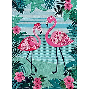 Summer Garden Flag Flamingo Welcome 12.5 x 18 Inch Vertical Double Sided Yard Outdoor Decoration