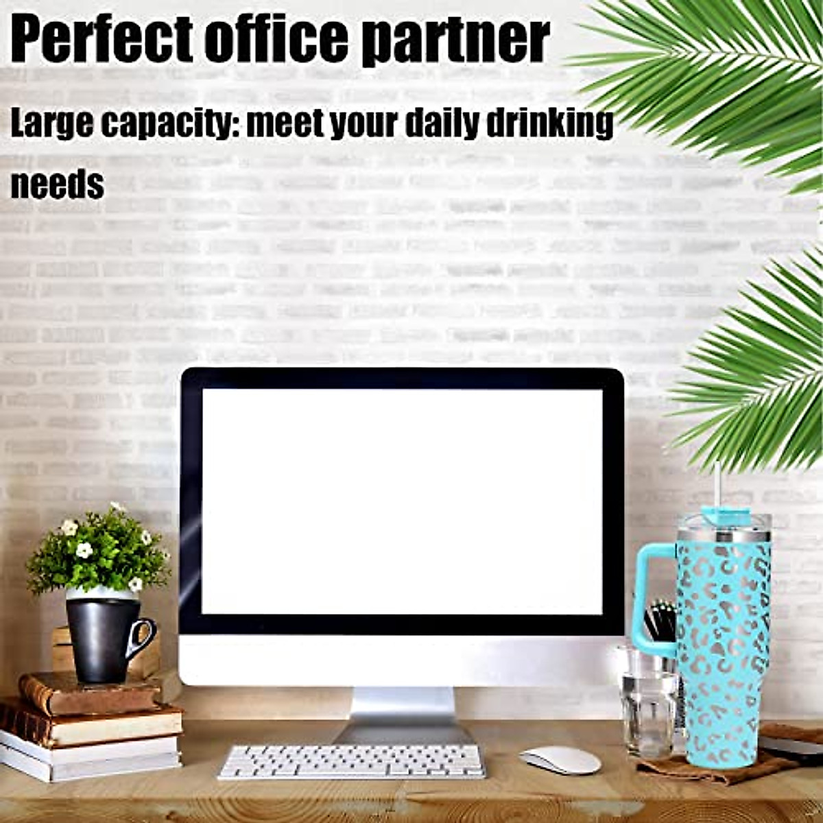 QEAGVJ 40oz Insulated Leopard Tumbler With Lid and Straws,Stainless Steel Coffee Tumbler with handle,Double Vacuum Leak Proof Coffee Travel Mug Water Bottle For Home, Office, Party…