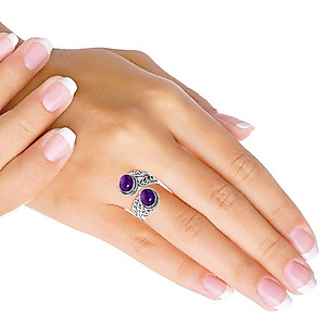 JEWELOPORIUM 925 Sterling Silver Ring for Women Size 6.5 Purple Genuine Amethyst Stone Solitaire Silver Ring Thanksgiving Gift Costume Jewelry