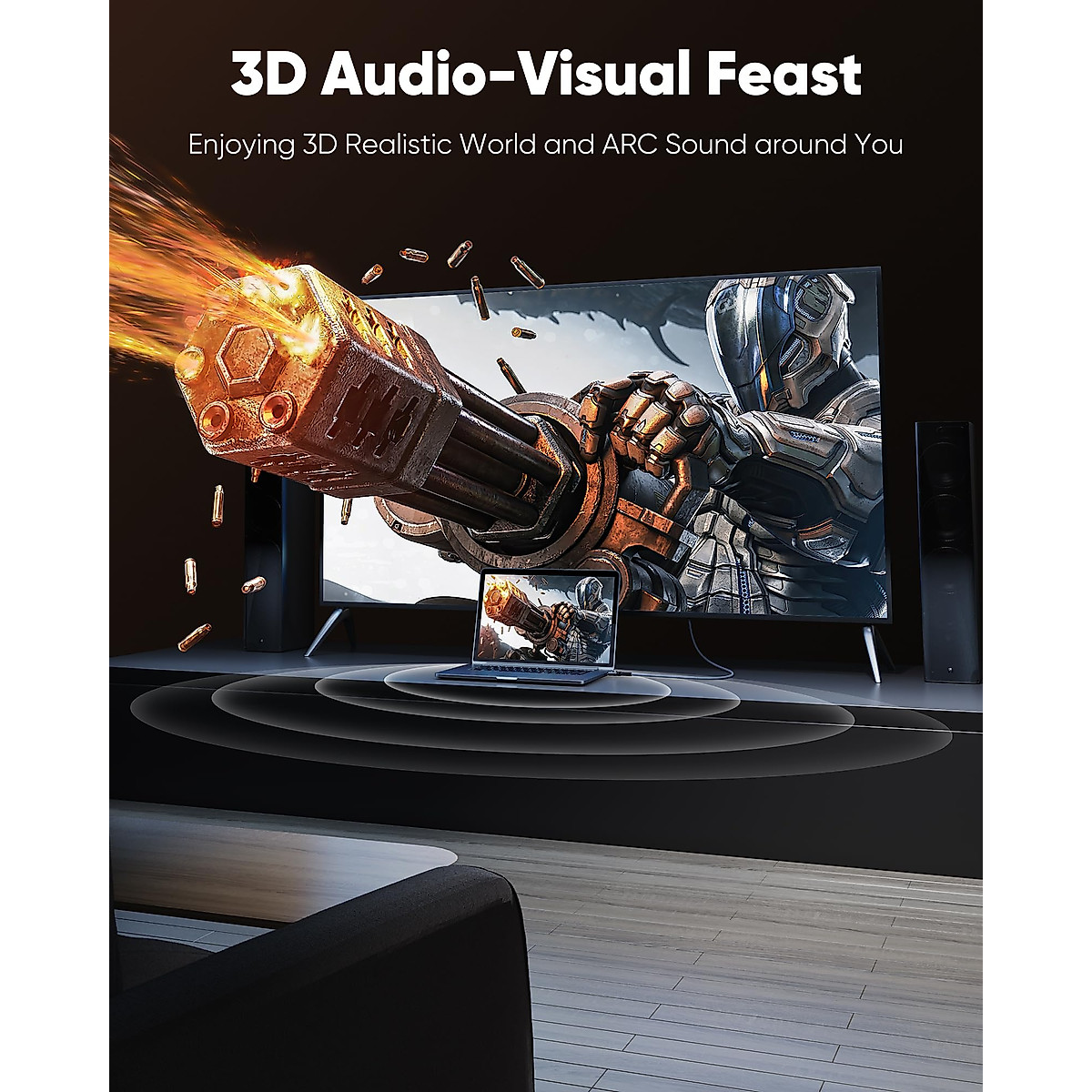 Highwings 4K60HZ 49 FT HDMI Cable Fiber Optic Long, Unidirectional 2.0 High-Speed HDMI Braided Cord Support HDR Video 4K 2160p 1080p 3D HDCP 2.2 ARC-Compatible with Ethernet Monitor PS4/3 Fire