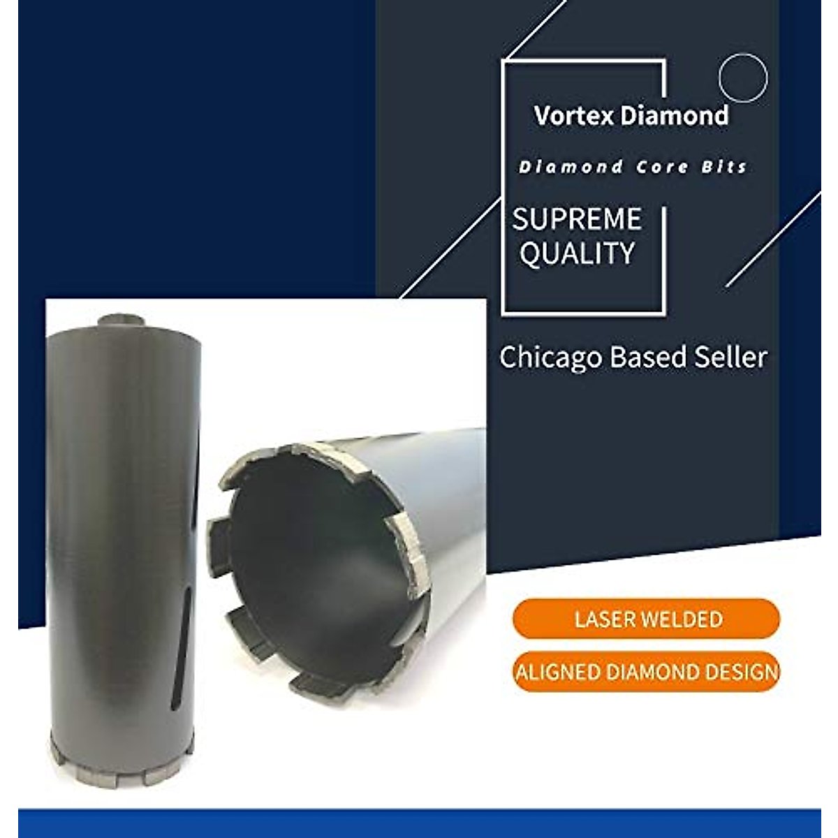 VORTEX DIAMOND WPDB 2 inch Dry Drill Core Bits with Diamond Aligned Segment for Brick Concrete Masonry 5/8 in -11 Threaded (2 in ), Black