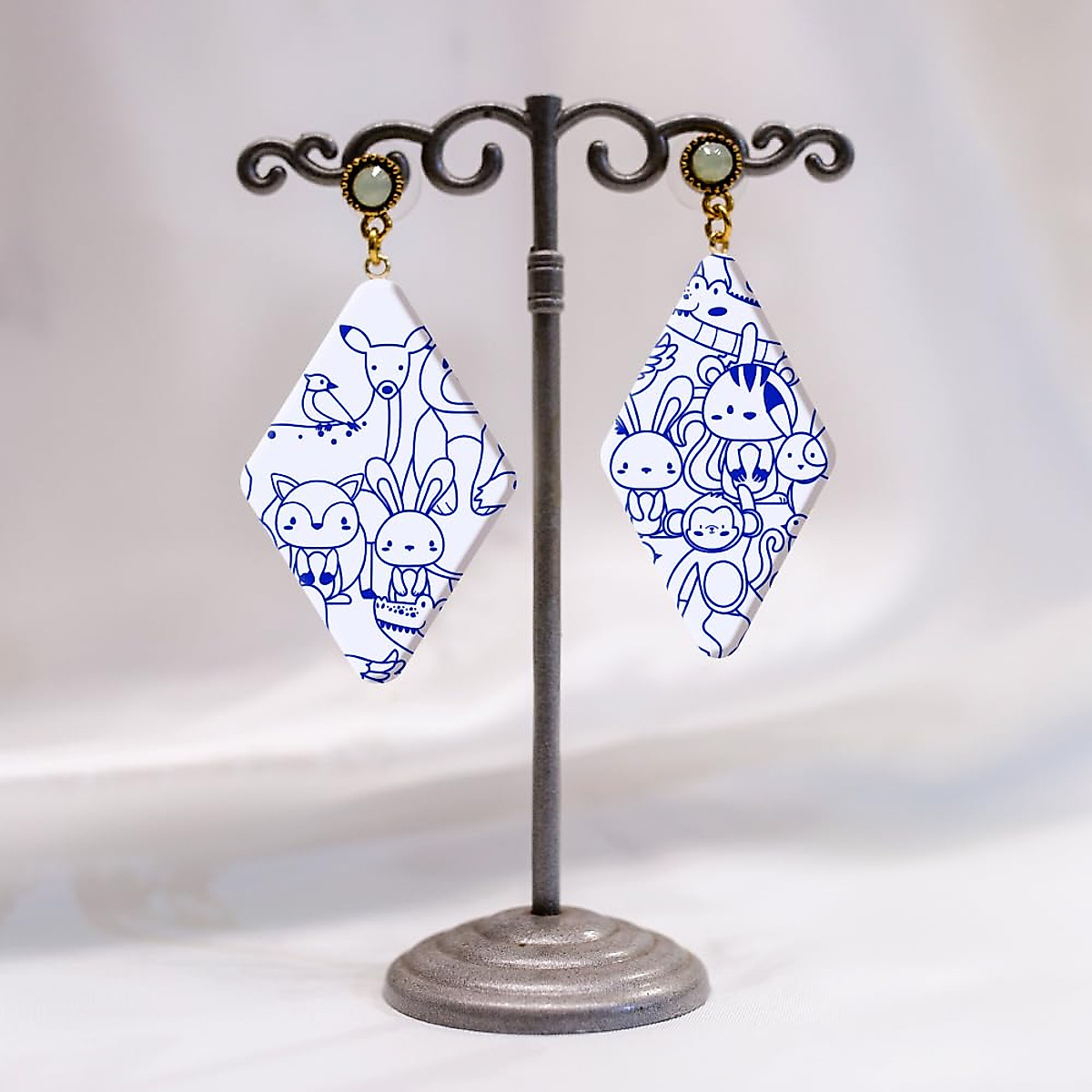 OLYCRAFT 4x5 Inch Clay Stencils Animal Pattern Silk Screen for Polymer Clay Line Zoo Rabbit Bear Monkey Silk Screen Stencils Mesh Transfer Stencils Animal Mesh Stencil for Polymer Clay Jewelry Making