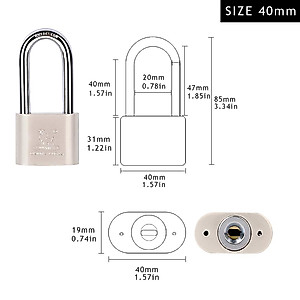 Locks with Keys 2 Pack, Katfort 1-9/16-inch(40mm) Padlock with 4 Keys, Long Shackle Padlock with Multiple Keys for Indoor Outdoor