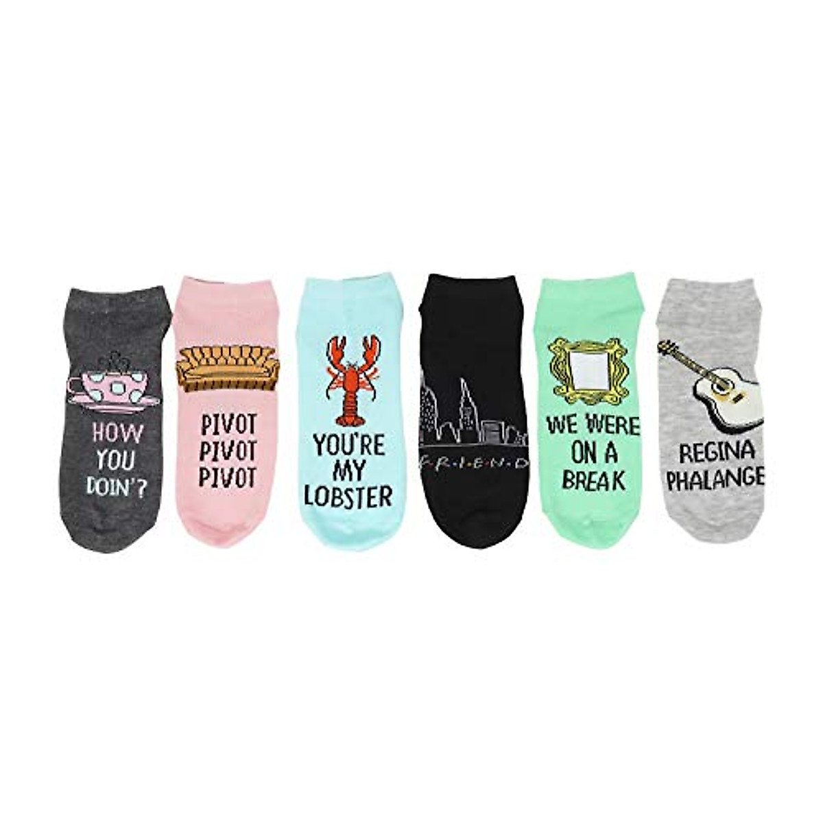 Hyp Friends Television Series Juniors/Womens 6 Pack Ankle Socks