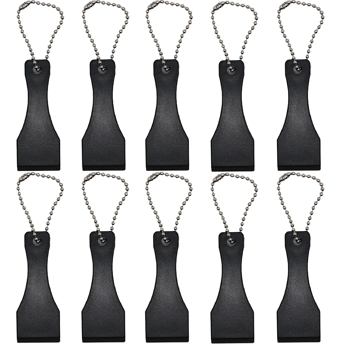 Nwsrayu 10pcs Plastic Scraper Tool Keychain, Scraper for Lottery Ticket, Scoop Shape Key Ring Scratcher For Sublimation Multifuction (Black)