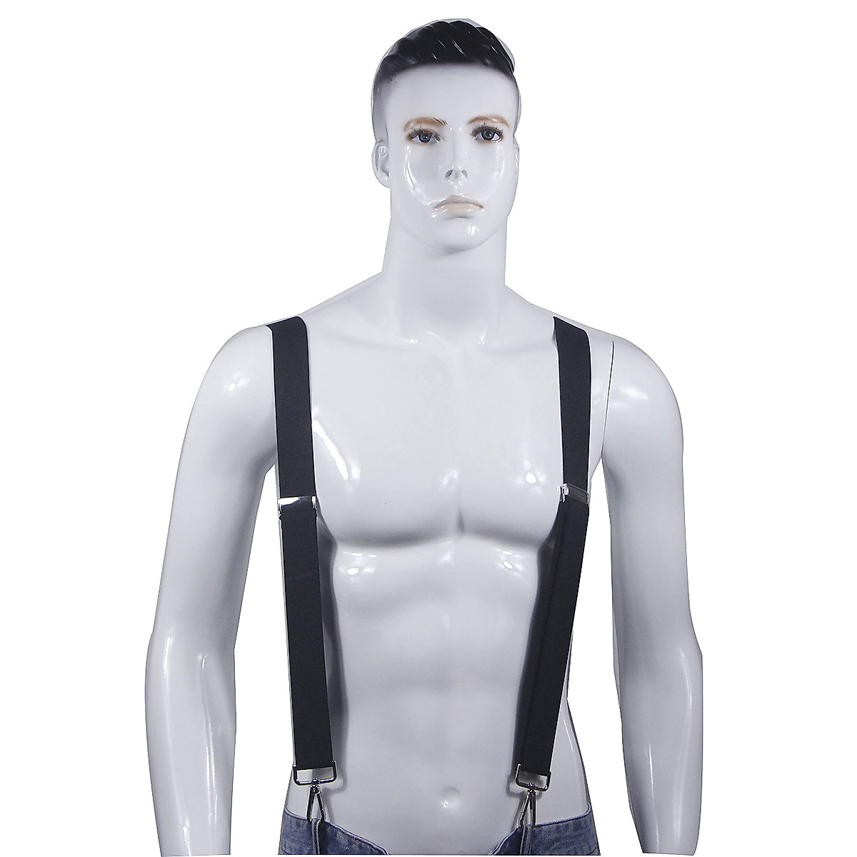 Cedrainy Suspenders For Men 1.4 Inch X Back Wide Suspender Heavy Duty Swivel Belt Loops With 4 Snap Hooks(Black)