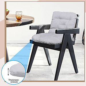 Chunful Tufted Back Chair Cushion Indoor Outdoor Weather Resistant Swivel Rocker Patio Chair Cushions for Outdoor Furniture(Light Gray,4 Pack)