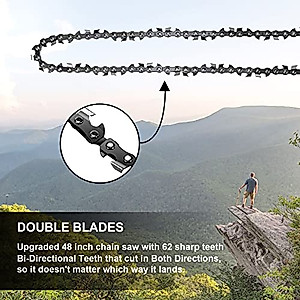 Loggers Art Gens Hand Rope Chain Saw - 48" pocket chainsaw directly connected to 66 ft ropes to form high tree limb rope chainsaw for camping survival and tree pruning