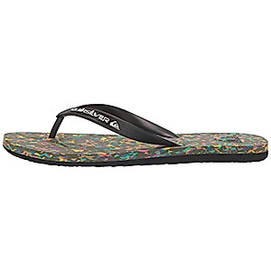 Quiksilver Men's Molokai Recycled 3 Point Sandal Flip Flop, Black/Blue/Black, 7