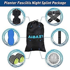 2021 New Upgraded Blue Night Splint for Plantar Fascitis, AiBast Multi Adjustable Ankle Brace Foot Drop Orthotic Brace for Plantar Fasciitis, Arch Foot Pain, Achilles Tendonitis Support for Women, Men