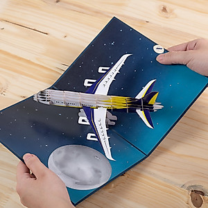 Rykamia Night Plane Pop Up Card, Jet Airplane Pop Up Card, Plane Birthday Card, Aviation Graduation Card, Airplane Congratulations Card, Pilot Retirement Card, Work Anniversary Card, Bon Voyage Gift