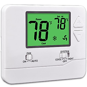 Suuwer Non-Programmable Thermostats for Home 1 Heat/1 Cool Single-Stage Systems (Green Backlight)