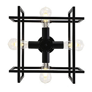 Minyuco Black Ceiling Light Fixtures - 4-Light Industrial Farmhouse Flush Mount Ceiling Lighting,Vintage Metal Chandelier Ceiling Lamp for Kitchen Living Room Bedroom Hallway Laundry Entryway