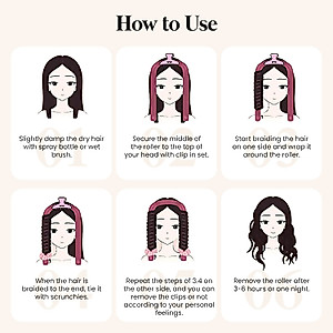 No Heat Curlers, Heatless Curling Rod Headband for Medium and Long Hair, Soft Silk Roller to Sleep In with Hair Clip and Hair Ties for DIY Hair Styling (Blue)