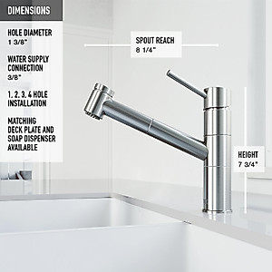 VIGO VG02021ST 9" H Branson Single-Handle with Pull-Out Sprayer Kitchen Faucet in Stainless Steel