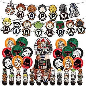 Star wars Birthday Party Supplies, Star wars Party Decorations Included Birthday banner, Cake Topper, Cupcake Topper, Balloon