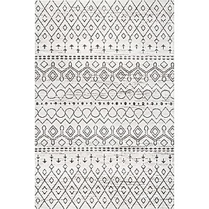 nuLOOM Audrey Machine Washable Geometric Moroccan Area Rug, 8' x 10', Ivory