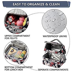 VASCHY Lunch Bag for Women, Insulated Lunch Box Leak-proof Cooler Bag in Dual Compartment Lunch Tote for Work 14 Cans Rose