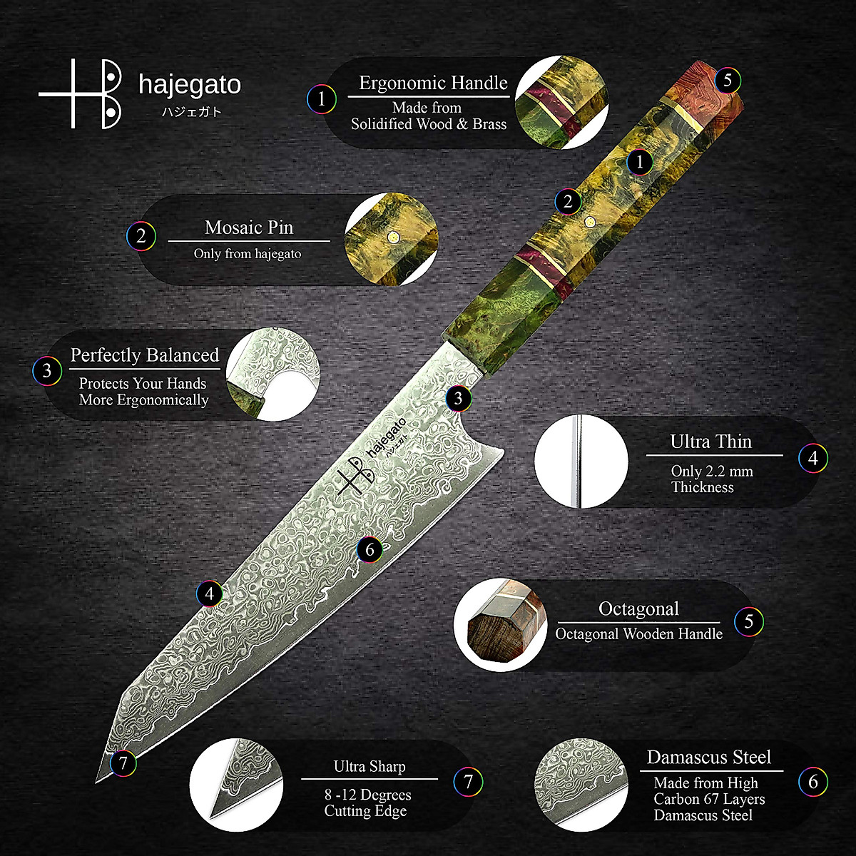 Damascus Chef Knife Petty Hajegato Unique One Of Kind Handle Professional 6 Inch Japanese Chefs Kitchen Knife Vg10 67 Layers Damascus Steel Knive with Sheath