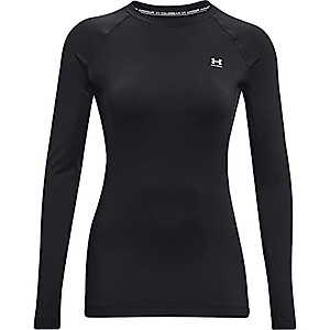 Under Armour Womens Authentics Long Sleeves Crew Neck T-Shirt, Black (001)/White, X-Large