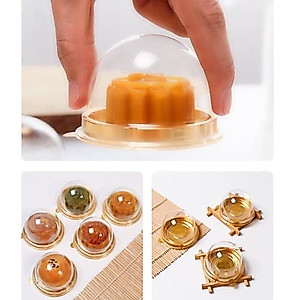 50 Pack 2 Inch of Clear plastic mini Cake Cookies muffins dome box wedding birthday gift box (Gold)