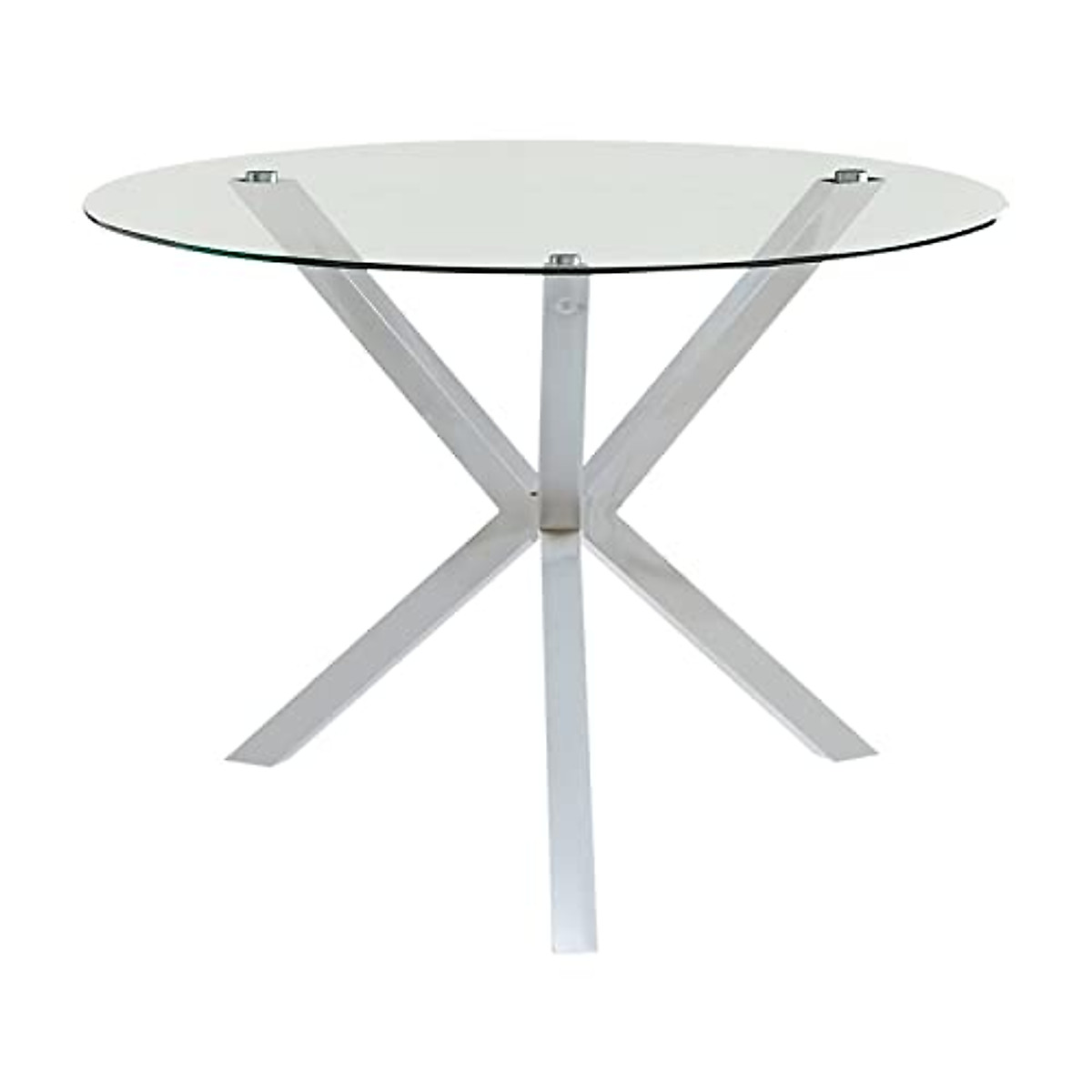 BOWERY HILL 41" Round Glass Top Contemperary Dining Table in Chrome
