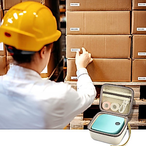 Case for MakeID HD(300dpi) Label Maker Machine with Tape, Hard Travel Carrying Storage Bag Holder with Accessories Mesh Pocket (Box Only)-Beige