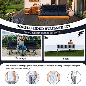 rlosqvee Outside Benches Cushion with Backrest, Thicken Waterproof Swing Cushions 2/3 Seater Replacement, Porch Swing Cushions Outdoor (Navy Blue, 40 x 60 inch)