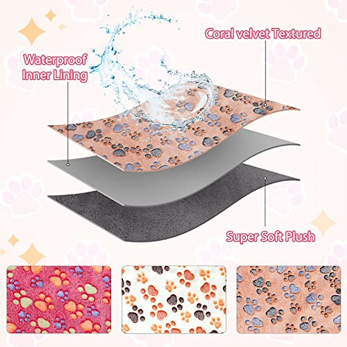 YUEPET Waterproof Guinea Pig Blankets Washable 3 Pack Small Animal Fleece Cage Liners Pet Soft Sleep Mat Pad Cover Warm Flannel Throw for Hamster Guinea Pig Rabbit Chinchilla Hedgehog Ferret 23"×16"