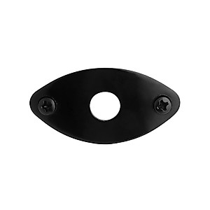 Bogart Guitar Jack Socket Plate Curved Oval Football Style Output Jack Plate Compatible with Les Paul Ibanez Jackson Guitar or Bass with Mounting Screws Black. (HJ 003-BK)