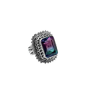 Designer Watermelon Tourmaline 925 Silver Ring Tourmaline Doublet Crystal Ring Octagon Shape Gemstone Bi Color Stone Ring Jewelry (7.5)