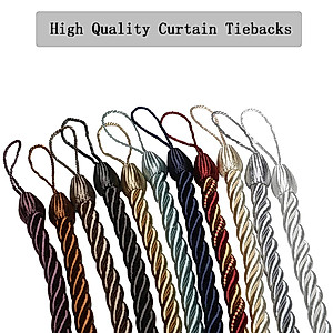 BEL AVENIR Curtain Ropes Tiebacks Tie-Backs, Curtain Handmade Holdbacks with 2 Metal Screw Hooks (Beige, 2pack)