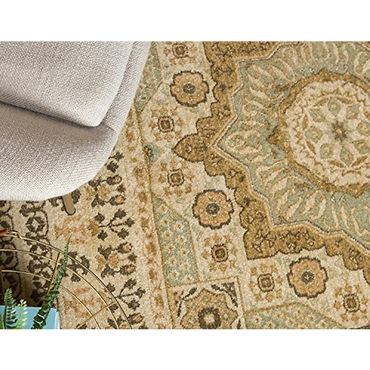 Unique Loom Palace Collection Area Rug - Saray (5' 1" x 8' Rectangle, Cream/ Light Brown)