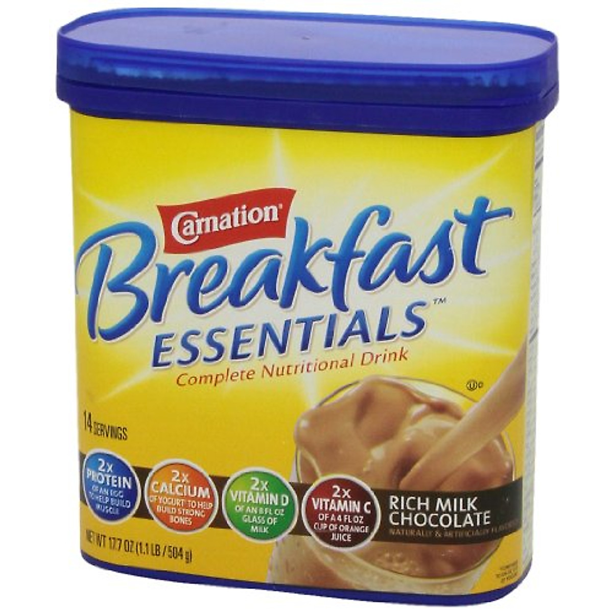 Carnation Breakfast Essentials Powder Drink Mix, Rich Milk Chocolate, 17.7 Ounce Jar (Packaging May Vary)