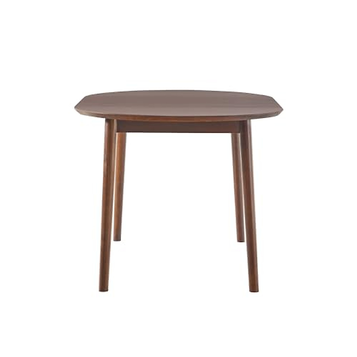 Walker Edison Mid Century Solid Wood Oval Extension Dining Table with Hairpin Legs and Removable Leaf, 60 Inch, Walnut