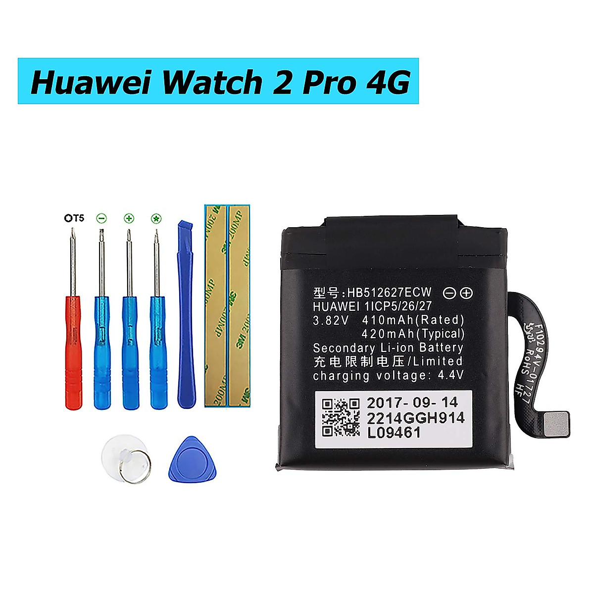 Vvsialeek HB512627ECW Replacement Battery Compatible with Huawei Watch 2 Pro 4G EO-DLXXU Watch GT LEO-B09 LE0-BX9 Leo-BX9 with Toolkit