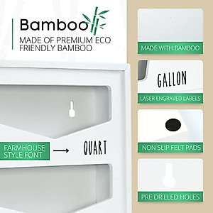 Pandability Premium Storage Bag Organizer for Drawer – Kitchen Organization – Food Storage Container - Compatible with Ziplock Bags, Snack Bags & Gallon Bags – Bamboo w/ Farmhouse Font - White