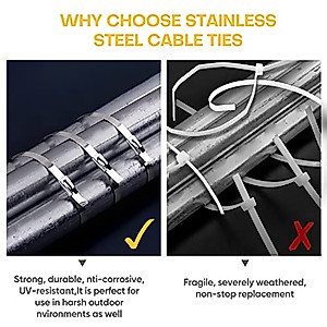 100 Pcs Stainless Steel Zip Ties Comes With Cutting Tools, Metal Cutting Shears for Cutting Stainless Steel Cable Ties -Suitable For Gardens, Farms, Chain Link Fences, Vehicles, Etc.