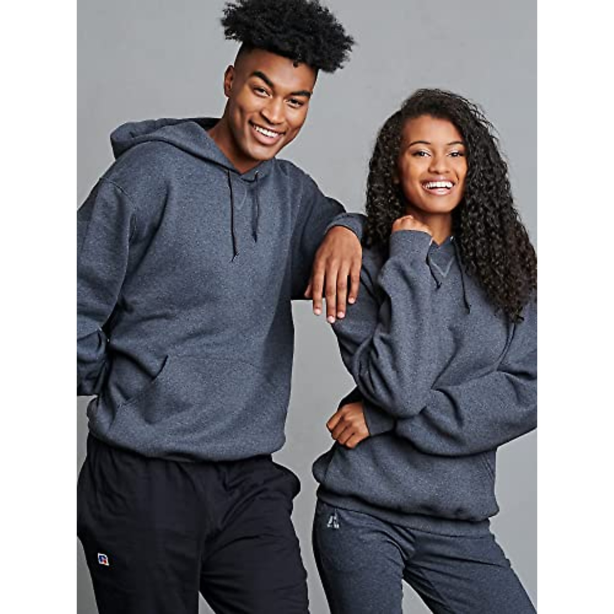 Russell Athletic Men's Dri-Power Pullover Fleece Hoodie, Black Heather, Medium