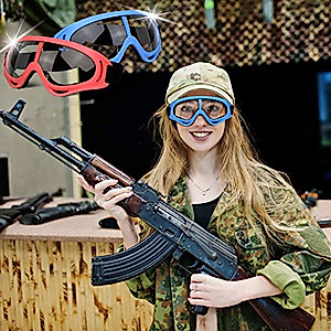 4 Pack Protective Glasses Safety Goggles Eye Shield, Face Glasses for Kids Eye Protection Goggles Compatible with Nerf Guns Foam Blaster Guns Game (Blue & Red)