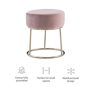 Linon Pink and Gold Vanity and Accent Dalilah Stool