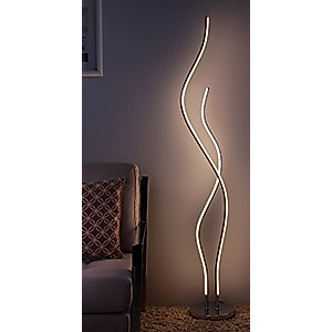 JONATHAN Y JYL7008A Cairo 63.75" LED Integrated Floor Lamp, Modern, Contemporary, Office, Living Room, Family Room, Dining Room, Bedroom, Guest Room, Hallway, Foyer, Chrome