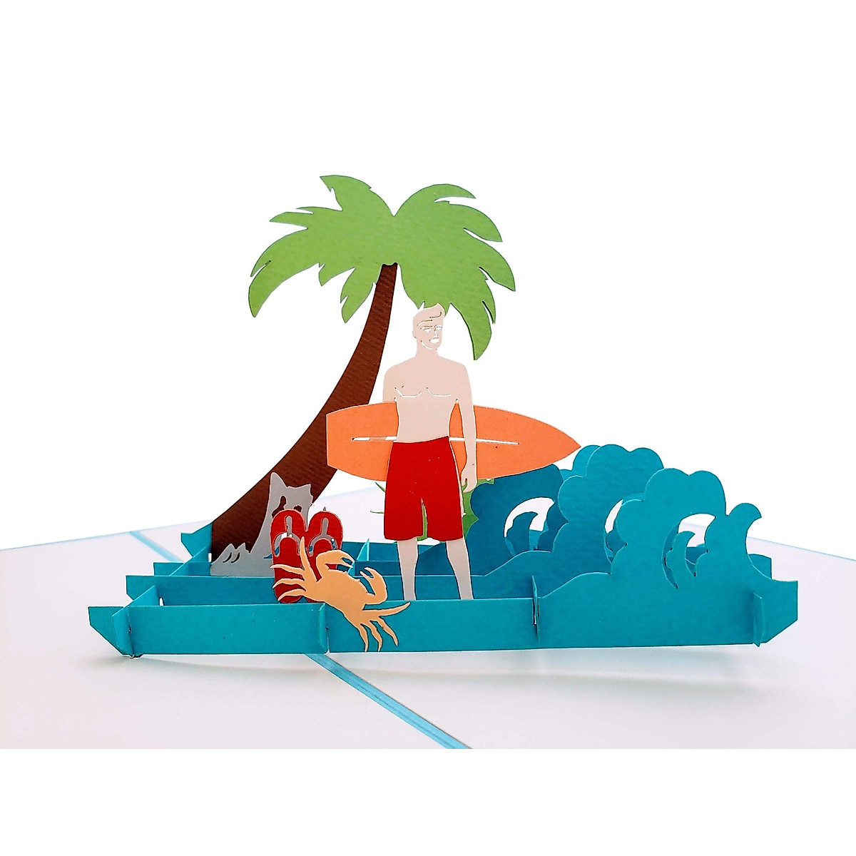 iGifts And Cards Guy Surfing 3D Pop Up Greeting Card - Ocean, Surfboard, Wave, Sport, Half-Fold, Birthday, Just Because, Thinking of You, Retirement, Get Well, Congratulations, Friendship, Good Luck