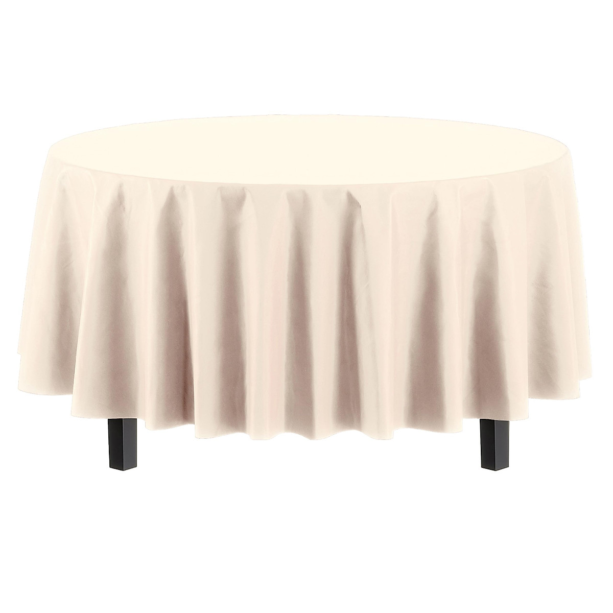 Exquisite 4-Pack Ivory Plastic Table Cloth - 84-Inch Round Disposable Tablecloth for Parties - Round Tablecloth - Disposable Table Cloths for Parties - Plastic Table Cover for Picnics