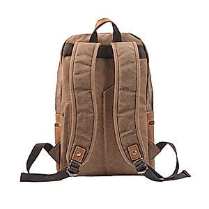 WUDON Canvas Leather Backpack for Women - Casual Style Shoulder Rucksack for Daypack Vintage Backpacks